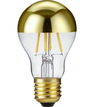 E27 4W dimbar LED kronepære - Topforspeilet gull, A55, 2500K